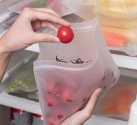 China Reusable Leakproof Silicone Food Storage Bag with Zipper Top and Self Sealing Design for sale