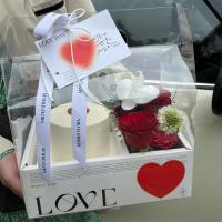 China DIY Transparent Flower Cake Boxes PVC Wedding Christmas Birthday Gift Packaging with Handles for sale
