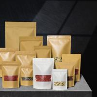 China Custom Biodegradable Brown Stand Up Pouches With Zipper And Window For Food Packaging for sale