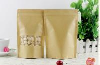 China Custom Biodegradable Brown Stand Up Pouches With Zipper And Window For Food Packaging for sale