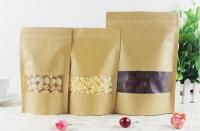 China Custom Biodegradable Brown Stand Up Pouches With Zipper And Window For Food Packaging for sale