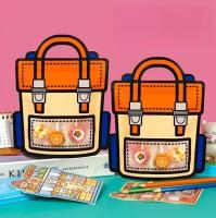 China Customizable and Fun Transparent Cartoon Reusable Backpack Shaped Zipper Plastic Gift Bag for sale