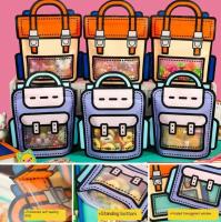 China Customizable and Fun Transparent Cartoon Reusable Backpack Shaped Zipper Plastic Gift Bag for sale