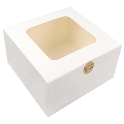 China Custom Order Accepted 12 x 12 x 6 Inch Square Cardboard Cake Box with Window for sale