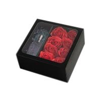 China Packaging Gift Flower Box with Handle Customized Square Design PVC Transparent Window for sale