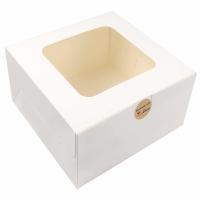China White Paper Bakery Box with Window Square Cardboard Disposable Cake Box for sale