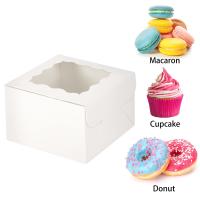 China Small Treats White Bakery Cookie Boxes with Window 4x4x2.5 Inches Customized Packaging for sale