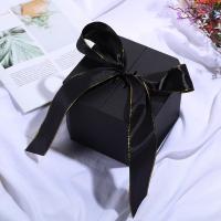 China Custom Boutique Luxury Matt Jewelry Gift Box with Magnetic Closure and Black Ribbon for sale