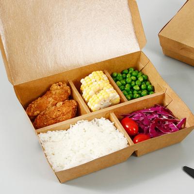 China 5 Squares of Brown Paper Lunch Box Eco-Friendly and Customizable Packaging for Fast Food for sale