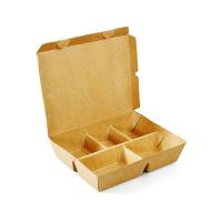 China 5 Squares of Brown Paper Lunch Box Eco-Friendly and Customizable Packaging for Fast Food for sale