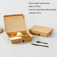 China 5 Squares of Brown Paper Lunch Box Eco-Friendly and Customizable Packaging for Fast Food for sale