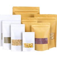 China Zipper Top Kraft Paper Food Packaging Bag with Self-supporting Design and PE Material for sale