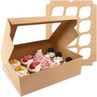 China Food Industry Brown Kraft Paper 12 Count Bakery Carrier Box for Muffins Pastries Cupcake for sale