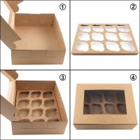 China Food Industry Brown Kraft Paper 12 Count Bakery Carrier Box for Muffins Pastries Cupcake for sale