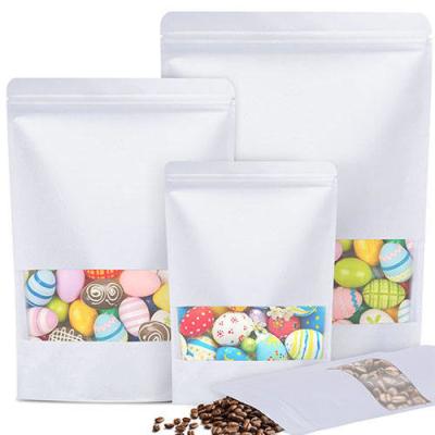 China Kraft Paper Bag with Resealable Lock Seal Zipper and Stand Up Design Transparent Window for sale
