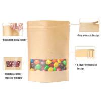 China Kraft Paper Bag with Resealable Lock Seal Zipper and Stand Up Design Transparent Window for sale