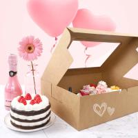 China Window Packaging Bakery Cake Box with Inserts 12 Hole Cupcake Holder in Kraft Paper for sale