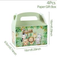 China Custom Animal Print Handle Paper Box for Kids' Jungle Theme Birthday and Baby Shower for sale