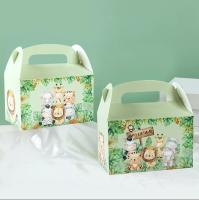 China Custom Animal Print Handle Paper Box for Kids' Jungle Theme Birthday and Baby Shower for sale
