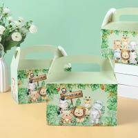 China Custom Animal Print Handle Paper Box for Kids' Jungle Theme Birthday and Baby Shower for sale