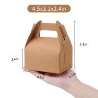 China Recyclable Disposable Bakery Takeaway Brown Kcraft Cake Box Cake Card Box with Handle for sale