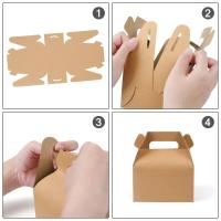 China Recyclable Disposable Bakery Takeaway Brown Kcraft Cake Box Cake Card Box with Handle for sale