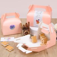 China Recyclable Disposable Bakery Takeaway Brown Kcraft Cake Box Cake Card Box with Handle for sale