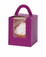 China 2.5 Inches Tall Custom Logo Transparent Plastic Cup Cake Box with Window Insert and Handle for sale
