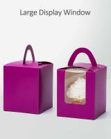 China 2.5 Inches Tall Custom Logo Transparent Plastic Cup Cake Box with Window Insert and Handle for sale