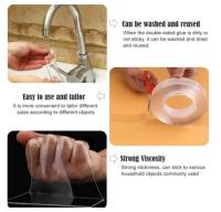 China 3 Meter Reusable Clear Double Sided Adhesive Nano Tape for Carpet and Door Sealing for sale