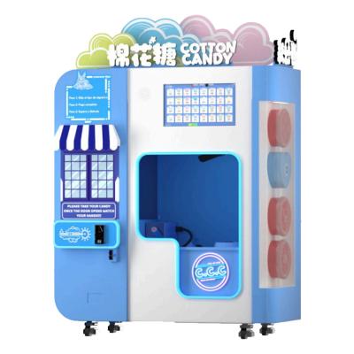 China Industrial Snack Automatic Cotton Candy Making Machine With Glass Cover For Restaurant Use for sale