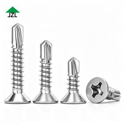 China 410 Stainless Steel Countersunk Head Drill Tail Screws 304 Phillips Flat Head Self-Tapping Self-Drilling Color Steel Tile Bolts for sale