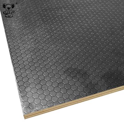 China High Quality 13mm 15mm18mm 2440x1220mm Black Hexa Film Faced Anti Slip Plywood for Stage Vehicle Flooring for sale