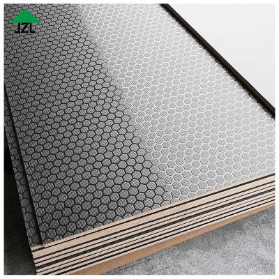 China Anti-slip Hexagon Black Film Faced Stage Plywood Wire Mesh Birch Plywood Non Slip Construction Formwork Ply for sale