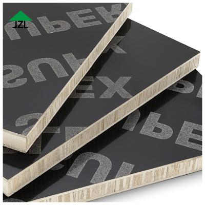 China JZL Vertical Plywood Slats Core Film Faced Plywood 16 17 18mm 1440x1220mm WBP Melamine Eucalyptus for Formwork for sale