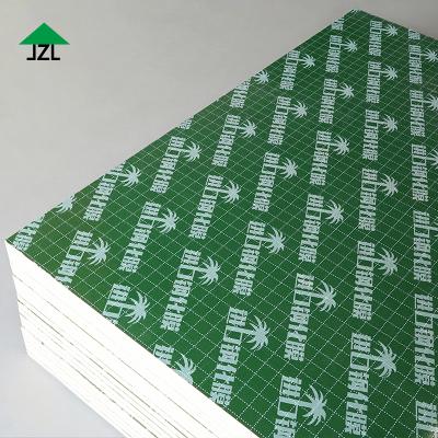 China Green Plastic Film Faced Plywood for Concrete Moulding 18-20mm Thick WBP Phenolic Glue Durable and Reusable for sale