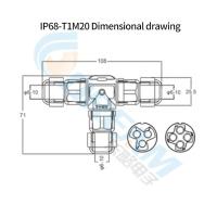 China T Type M20 2Pin 3Way Screw Thread UL ROHS IP68 Circular External Wire Waterproof Connector Producer for sale