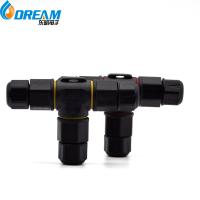 China 3P Female Copper T Connector UL ROHS IP68 Waterproof for LED Current PVC Material for sale