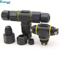 China 3P Female Copper T Connector UL ROHS IP68 Waterproof for LED Current PVC Material for sale