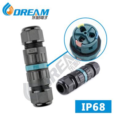 China 18 AWG IP68 Waterproof Cable Connector 3 Pin / 4 Pin Locking Screw Polycarbonate Material for sale