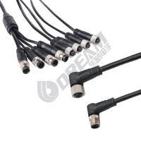 China IP67 M12 Connector 4 Pin Wiring A Code Shiled Right Angle Female Plug Screw-Joint Unshielded Waterproof for sale