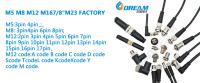 China M5 M8 M12 M23 Connector and Cable Molded Assembly with Panel Mounting Solder Housing for sale