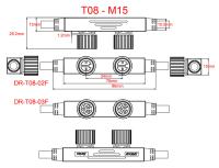 China M15 4 Way IP67 Waterproof Splitter Y Cable 2-Pole Wire 2-Pin Cable For Line Area Indoor/Outdoor LED Light for sale