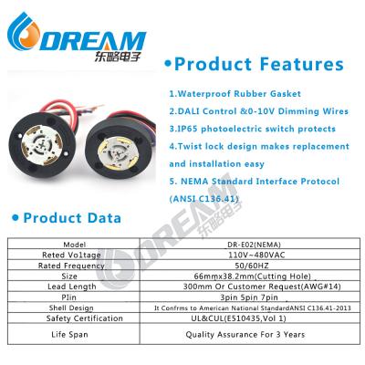 China IP66 Smart City Street Lighting Dimming Receptacle NEMA Socket 7PIN with shorting Cap for sale
