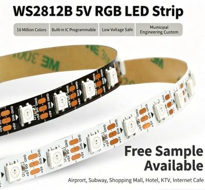 China 5050 Low Voltage 5V Color Changing 30/60 / 90 Light Bar Closet Ambiance Full Color Running LED Light Strip for sale