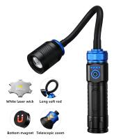 China 2026 Cross-border Magnetic Working Lamp, Multi-angle Bend, Car Inspection Lamp, USB Charging, White Laser Zoom Flashlight for sale