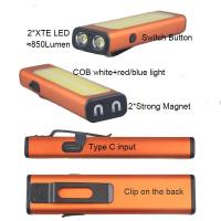 China Factory Direct Sale Rechargeable Lithium Battery Strong Magnetic COB Flashlight Car Inspection Car Lamp Rectangular Work Lamp for sale