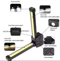 China USB Rechargeable Magnetic 7th Gear Dimming Gym Lamp for Posing Handheld COB Work Light With 180 Degree Folding for sale