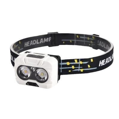 China Headlight Strong Light Super Bright Charging Small and Light Long-lasting Sensing Night Fishing Fishing Special Dual-color Lamp for sale