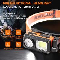 China New Product LED Strong Head Lamp USB Charging Multi-function Outdoor Head Lamp Night Run Head Lamp COB Head Lamp for sale